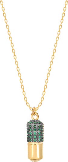 GABI RIELLE Cubic Zirconia Pill Pendant Necklace | Nordstromrack