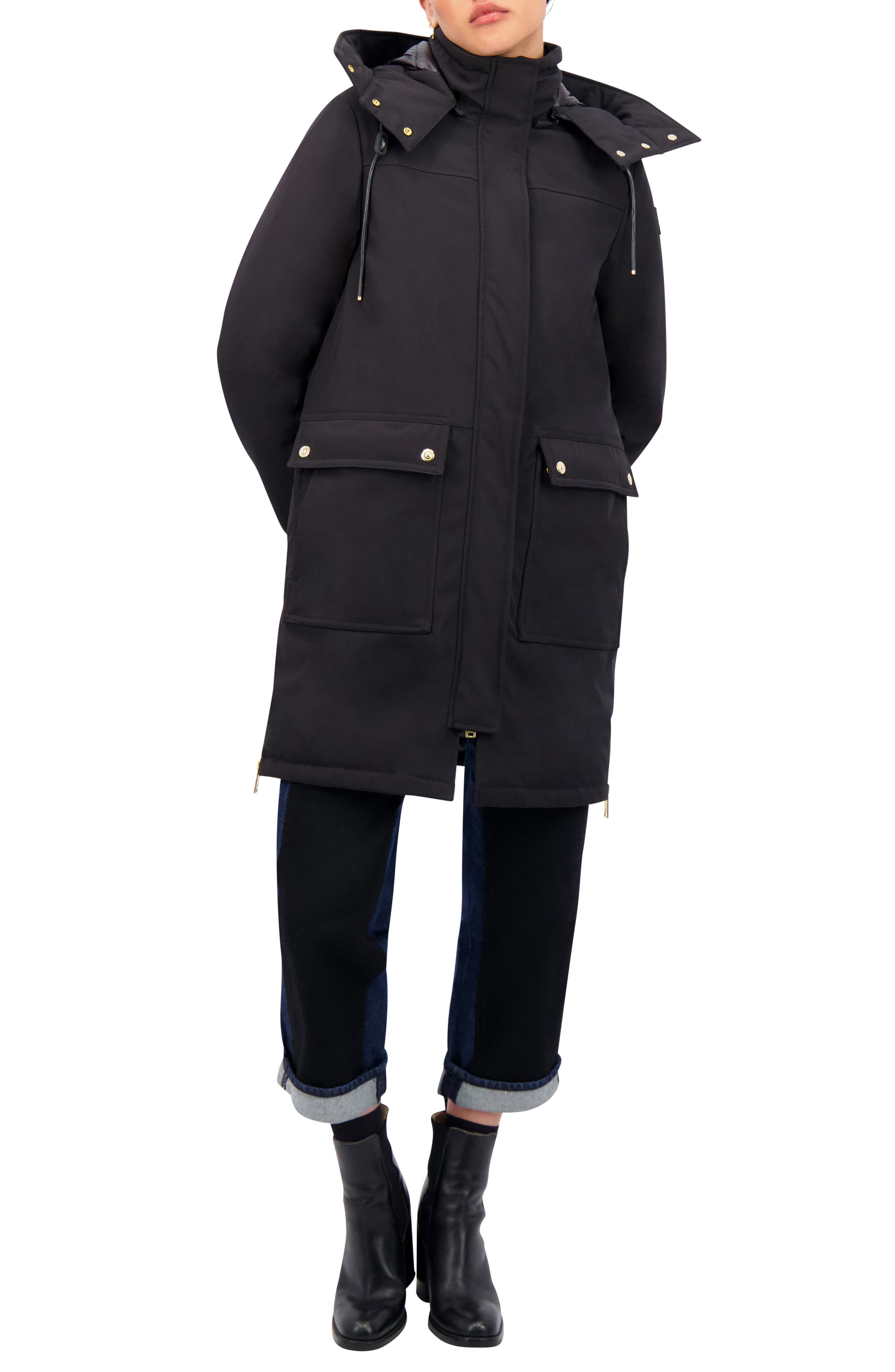 Moose Knuckles Marshall Hooded Soft Shell Down Raincoat (Women) | Nordstrom