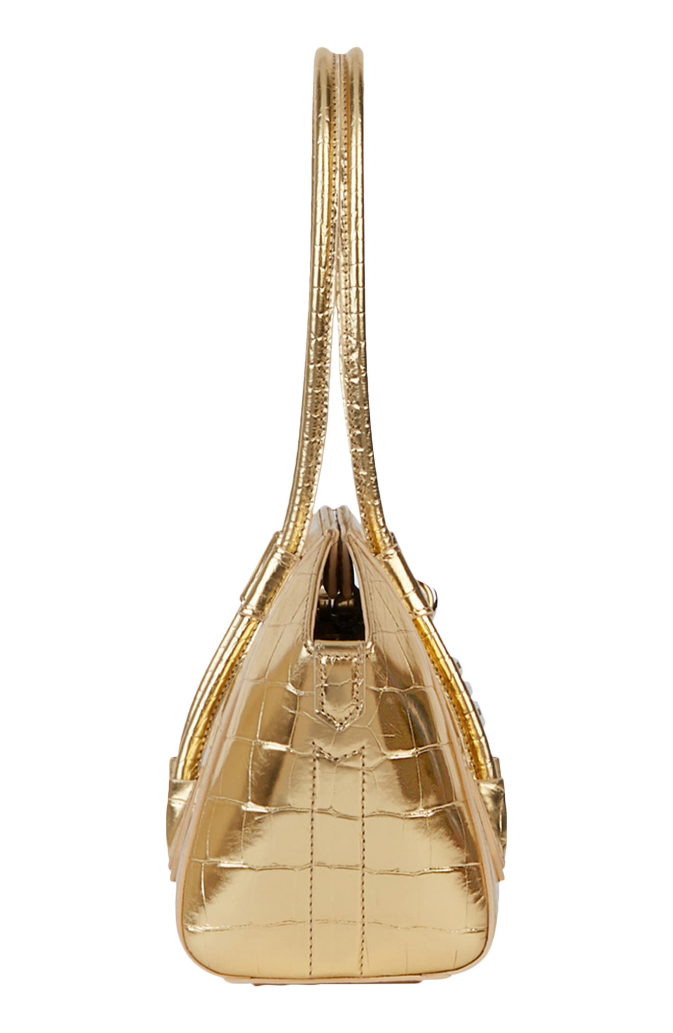 Givenchy Mini Antigona Lock Croc Embossed Metallic Leather Satchel ...