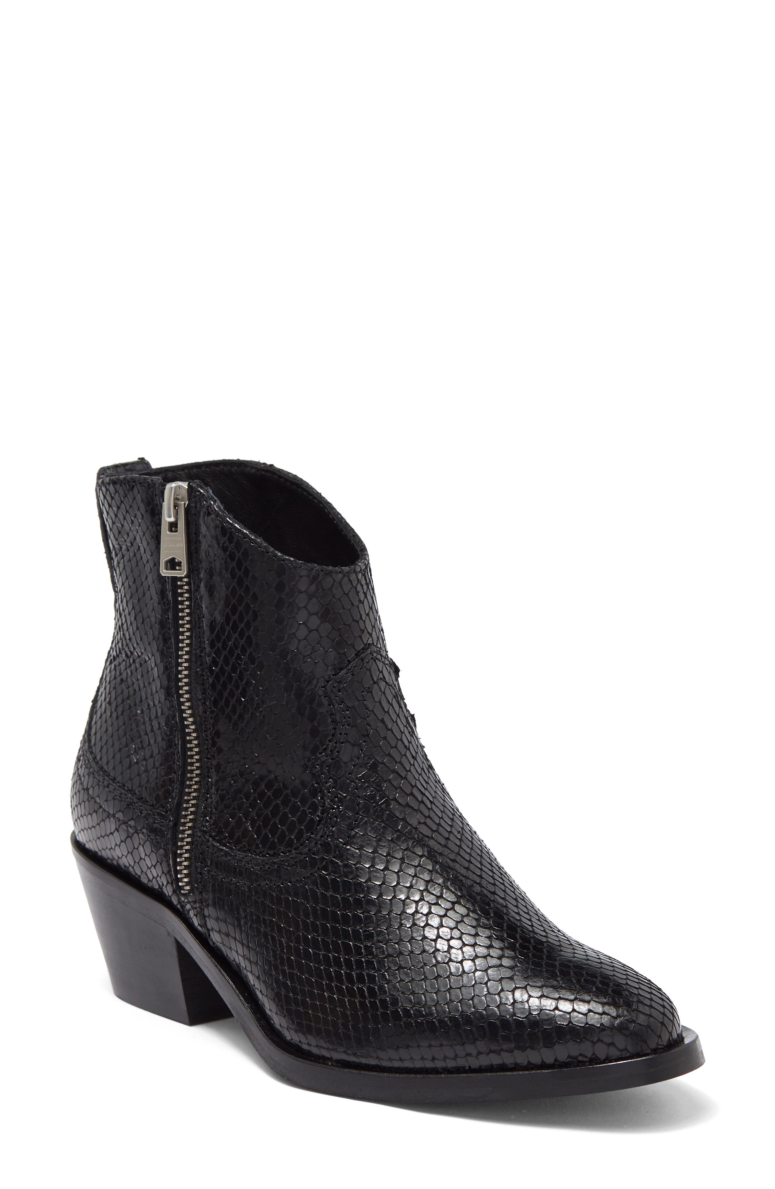 AllSaints Carlotta Snake Print Zip Bootie (Women) | Nordstromrack