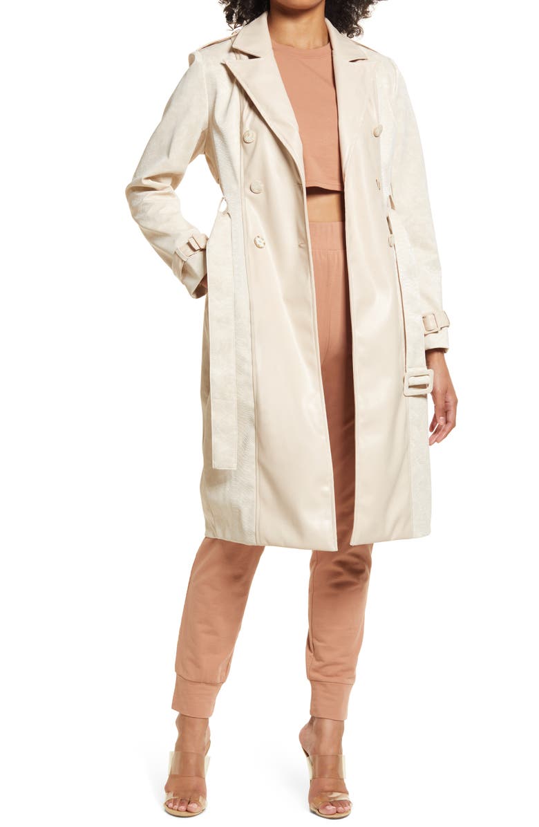 JLUXLABEL Snakeskin Print Panel Trench Coat | Nordstromrack