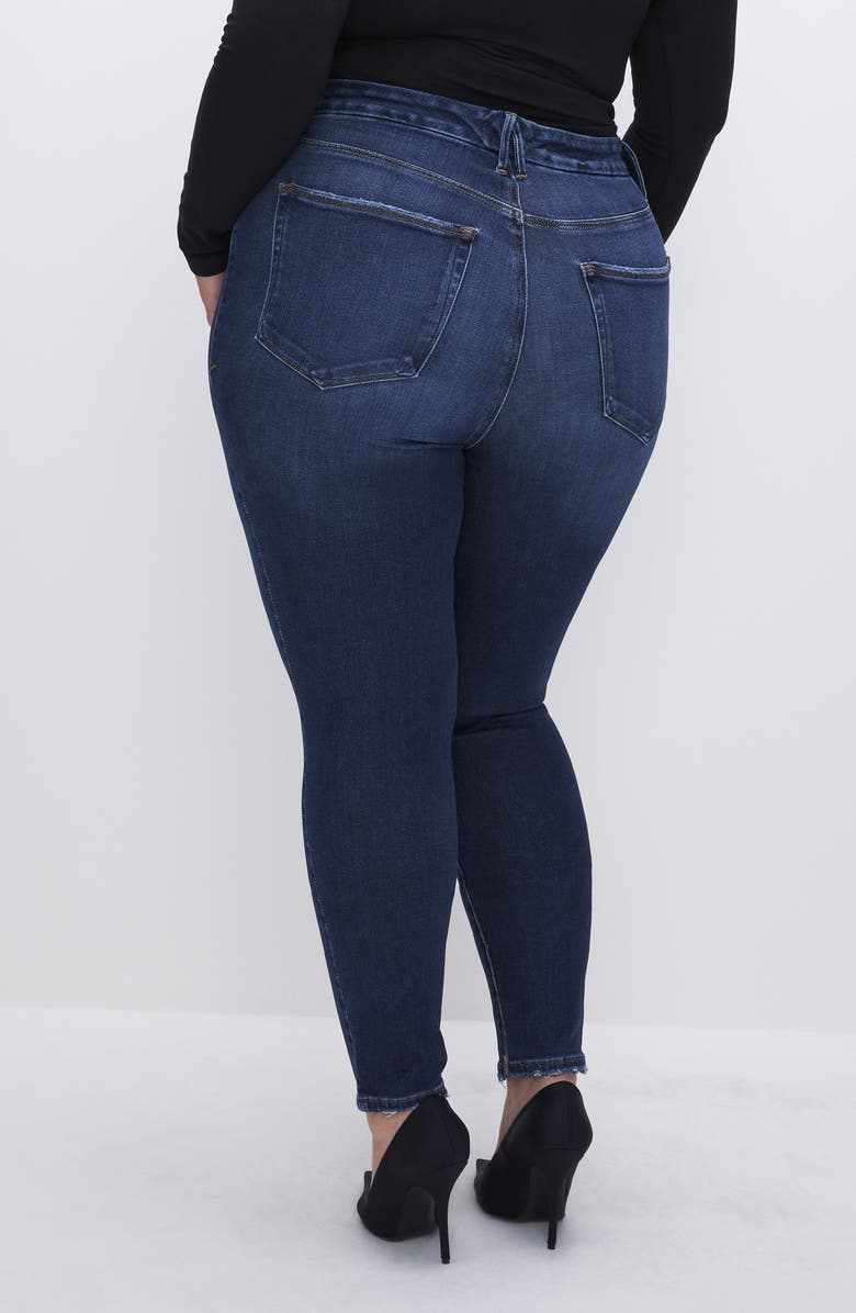 Good American Good Waist Exposed Button Frayed Skinny Jeans | Nordstromrack