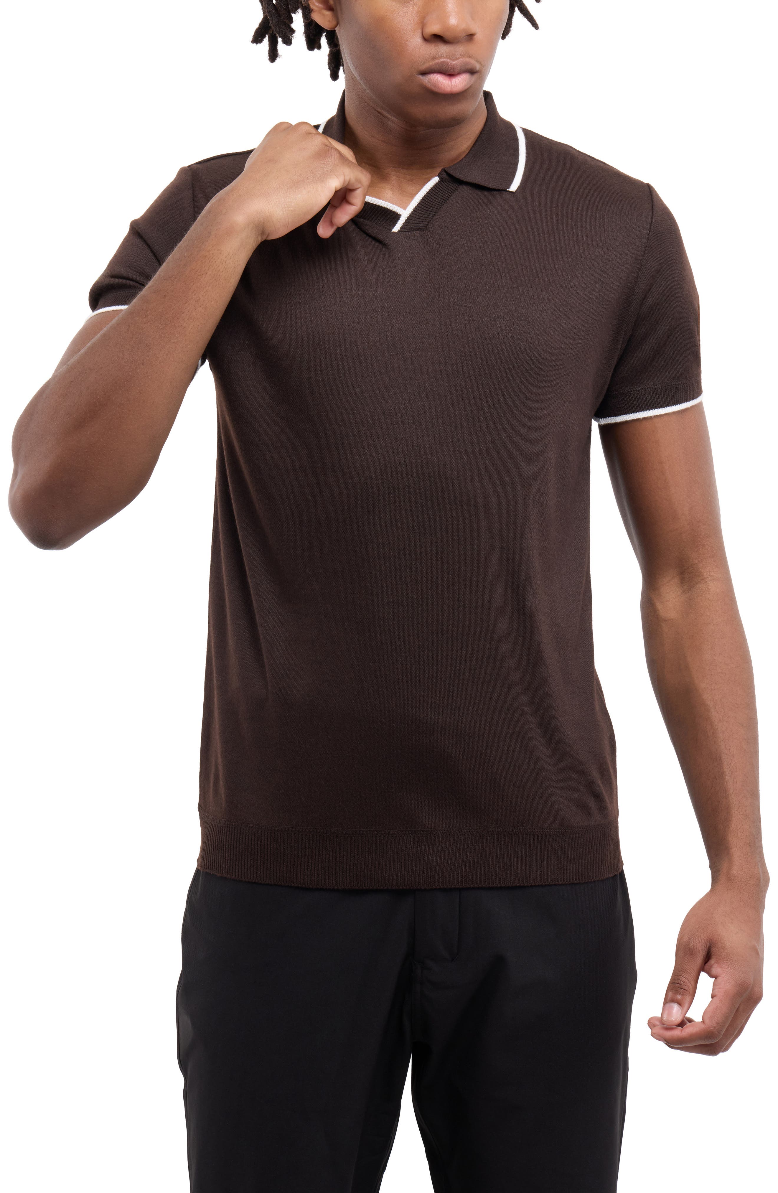 Spring + Mercer Short Sleeve Johnny Collar Polo Sweater | Nordstromrack