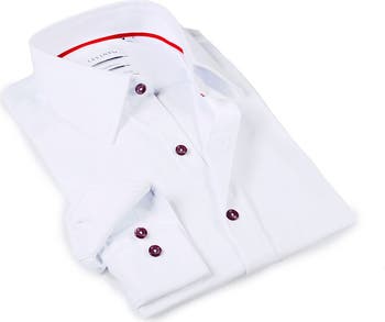 LEVINAS Solid Trim Tailored Fit Dress Shirt | Nordstromrack