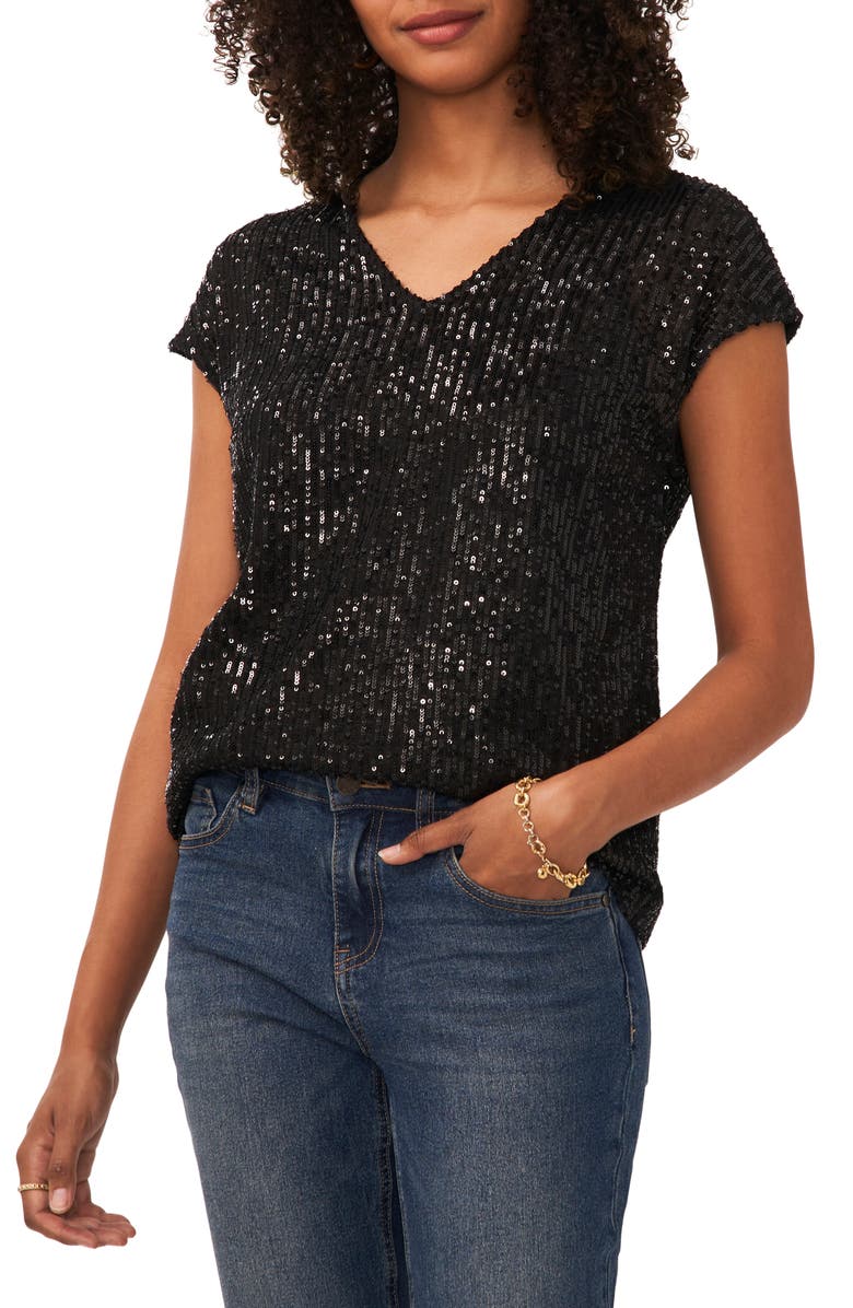 Vince Camuto Sequin Cap Sleeve Top | Nordstrom