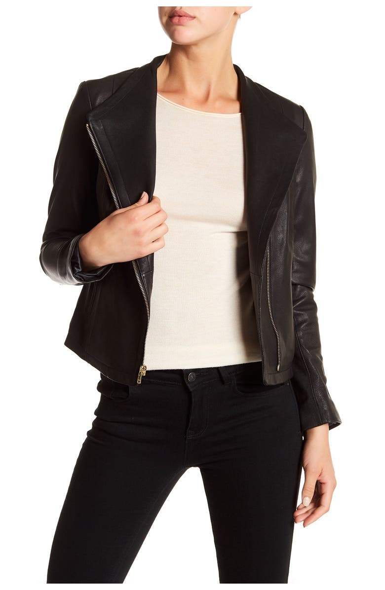 Cole Haan Asymmetrical Front Zip Leather Jacket | Nordstromrack