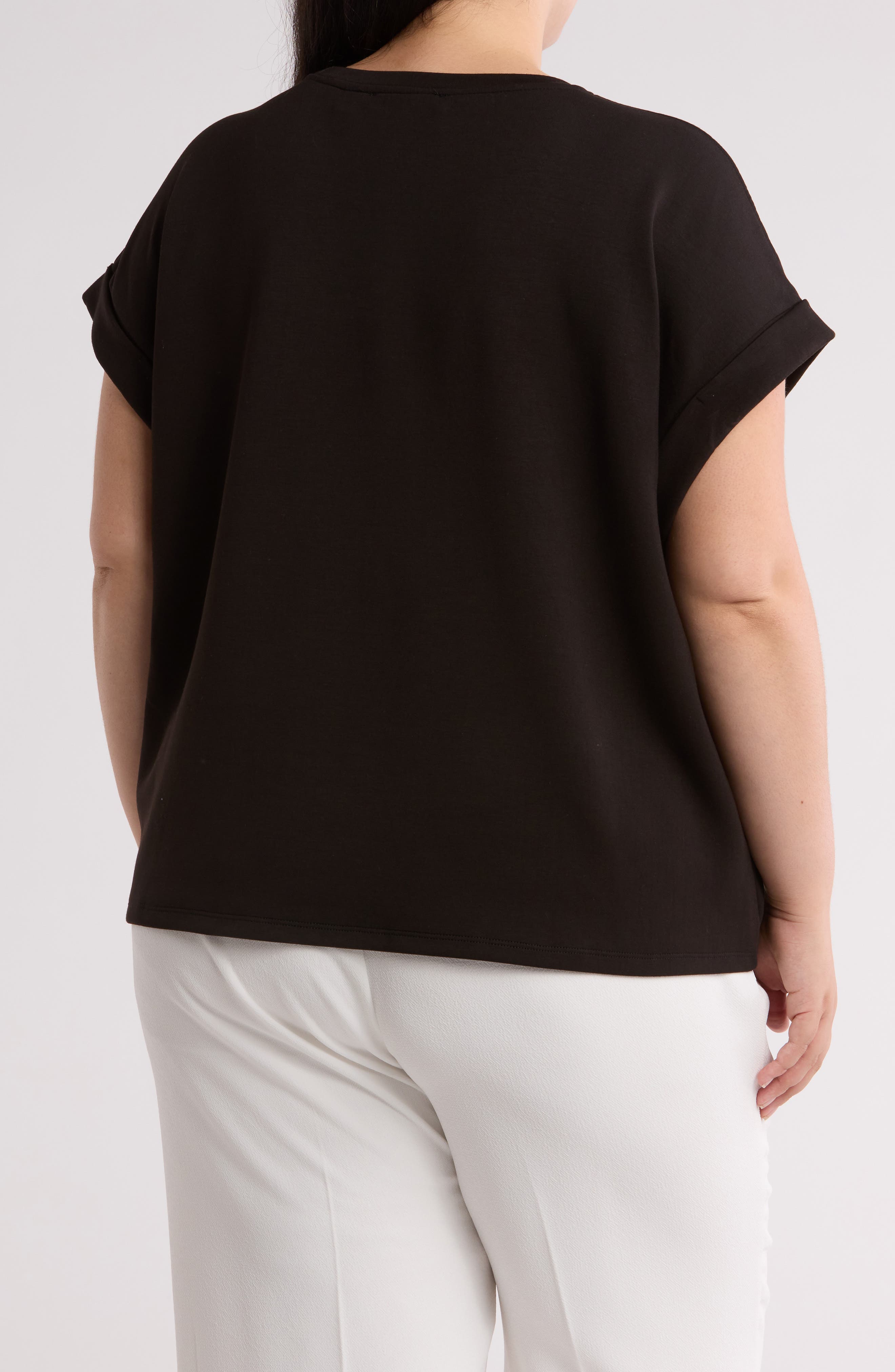 T Tahari Roll Sleeve Scuba Knit Top | Nordstromrack