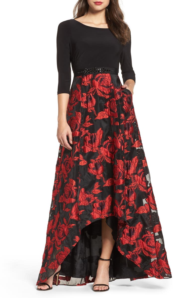 Adrianna Papell Rose Organza High/Low Maxi Dress | Nordstrom