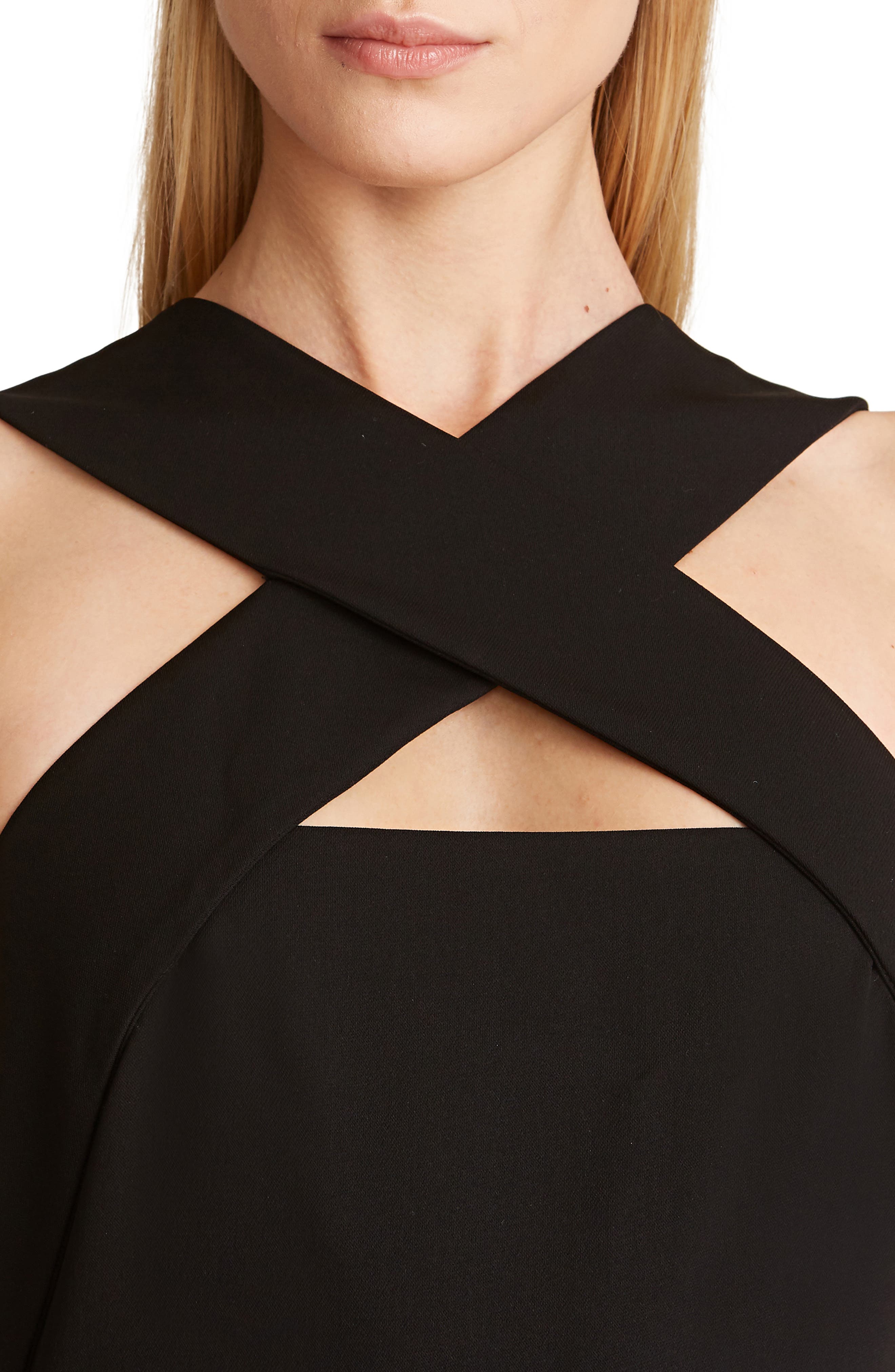 HALSTON EVENING Andie Crossover Neck Cocktail Dress | Nordstrom