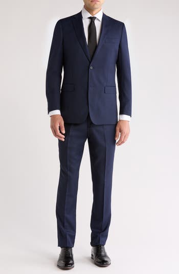Cavalli Class Slim Fit Blue Birdseye Notch Lapel Wool Suit | Nordstromrack