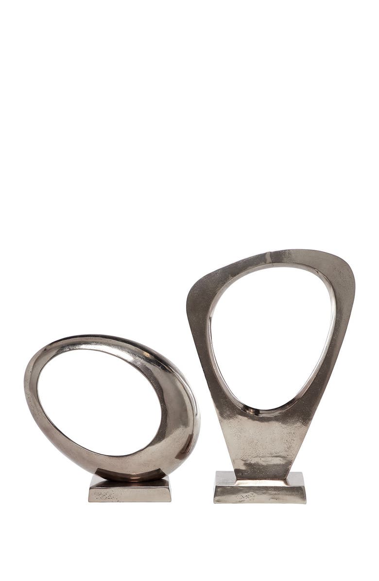 WILLOW ROW Abstract Geometric Silver Aluminum Sculptures On Rectangular ...