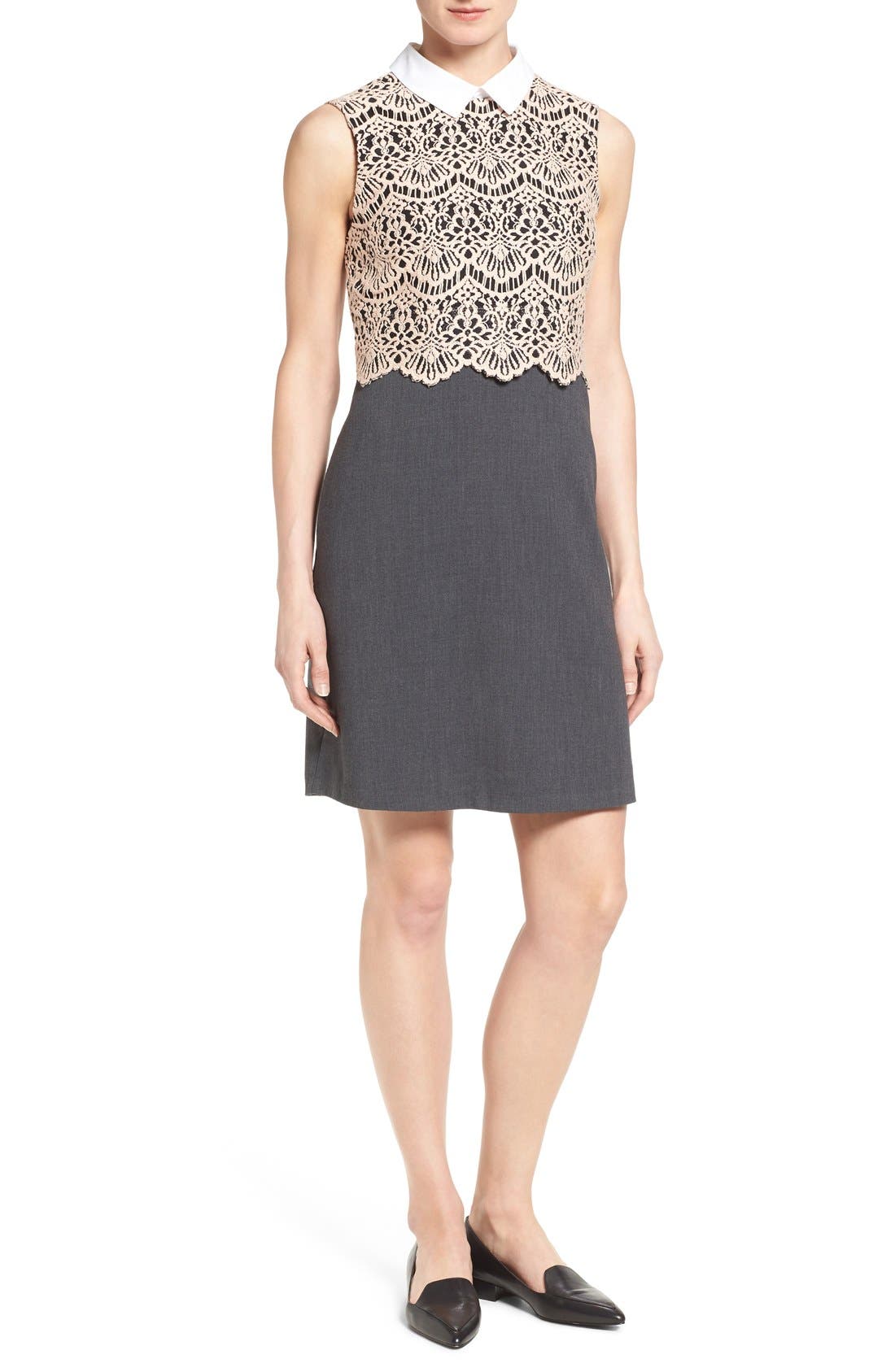 Halogen® Sleeveless Lace Bodice Minidress | Nordstromrack