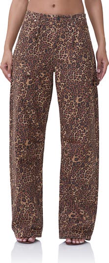 AFRM Rhett Leopard Print Carpenter Jeans | Nordstromrack