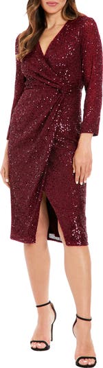 London Times Sequin Surplice V-Neck Wrap Dress | Nordstromrack