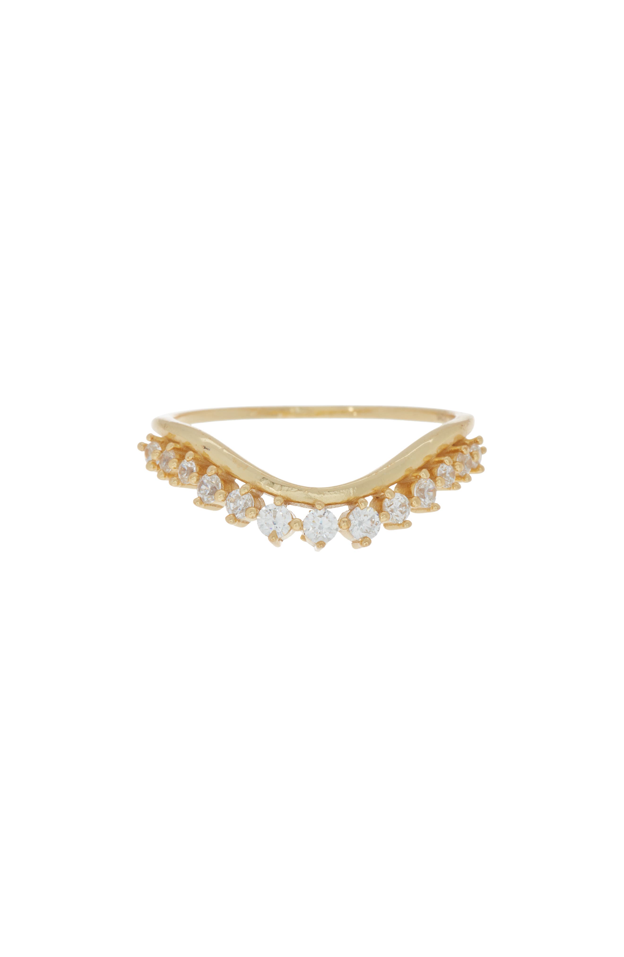 Argento Vivo Sterling Silver Cubic Zirconia V-Shape Band Ring ...