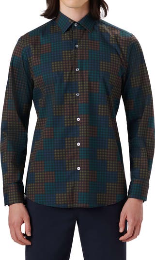 Bugatchi Shaped Fit Check Stretch Button-Up Shirt | Nordstromrack