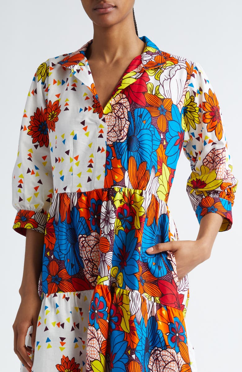 The Oula Company Mixed Print Tiered High-Low Shirtdress | Nordstromrack