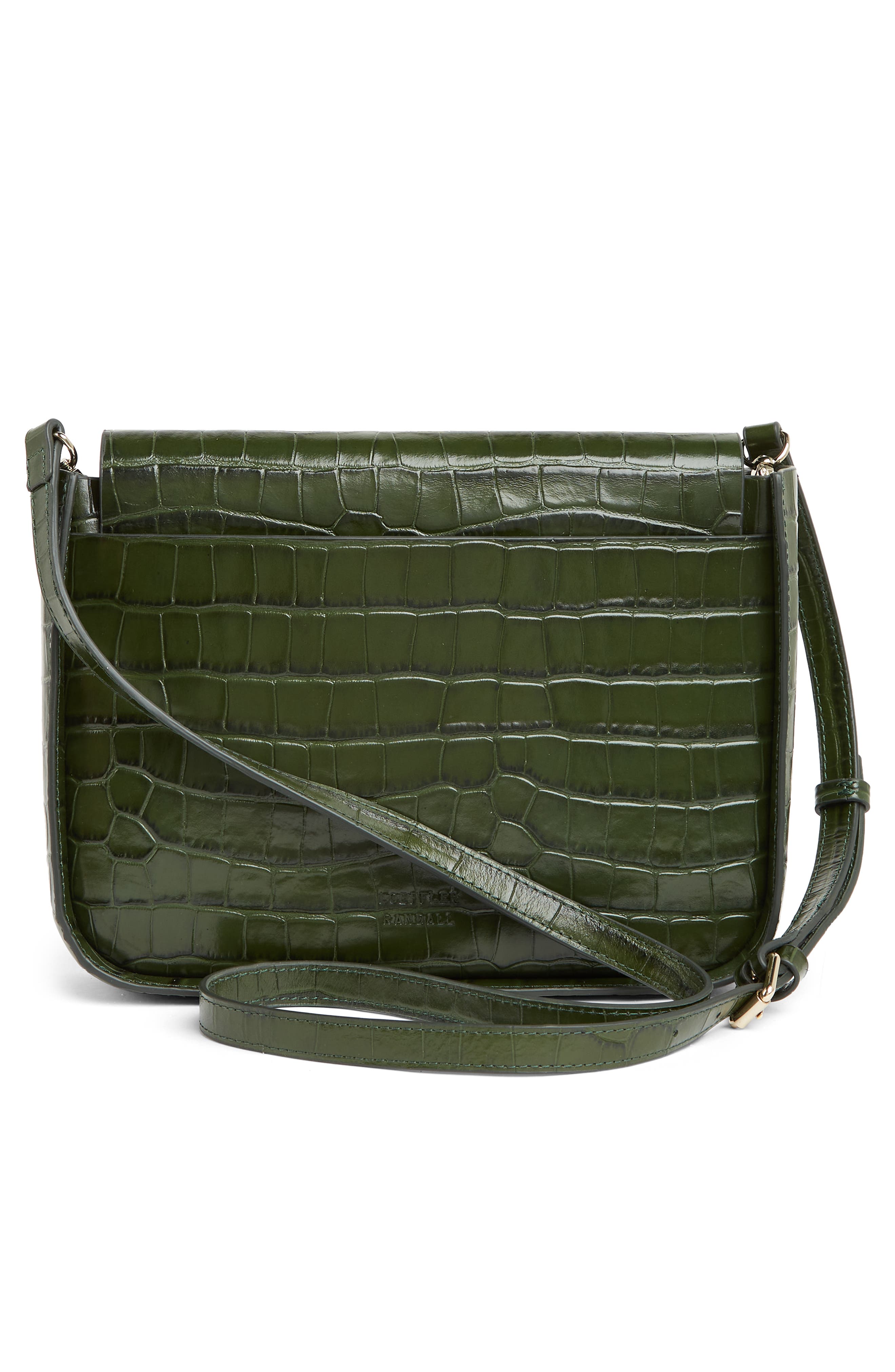 Loeffler Randall Lourdes Croc Embossed Leather Turned Out Crossbody Bag ...