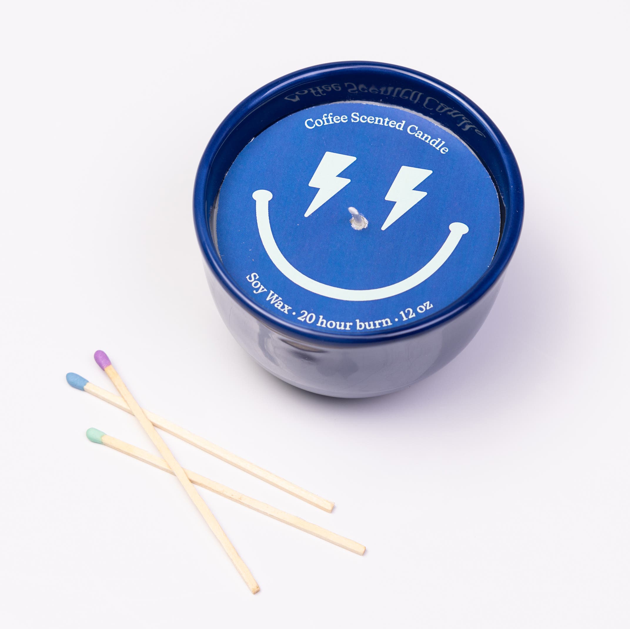 Totalee Gift Electric Smiley Catch All Candle Wax Blue 9 oz Burn Time ...