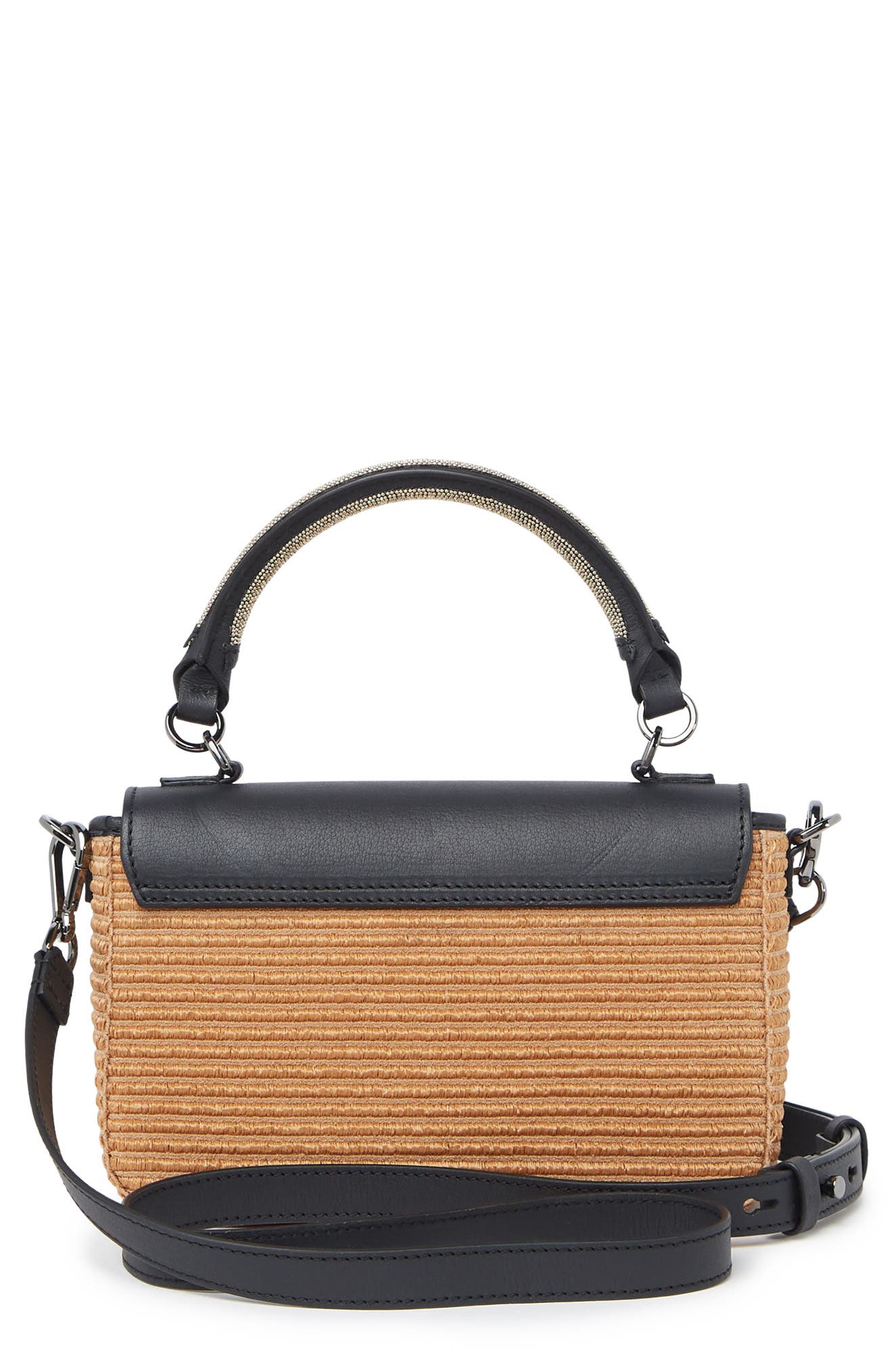 Brunello Cucinelli Raffia Top Handle Leather Stachel | Nordstromrack