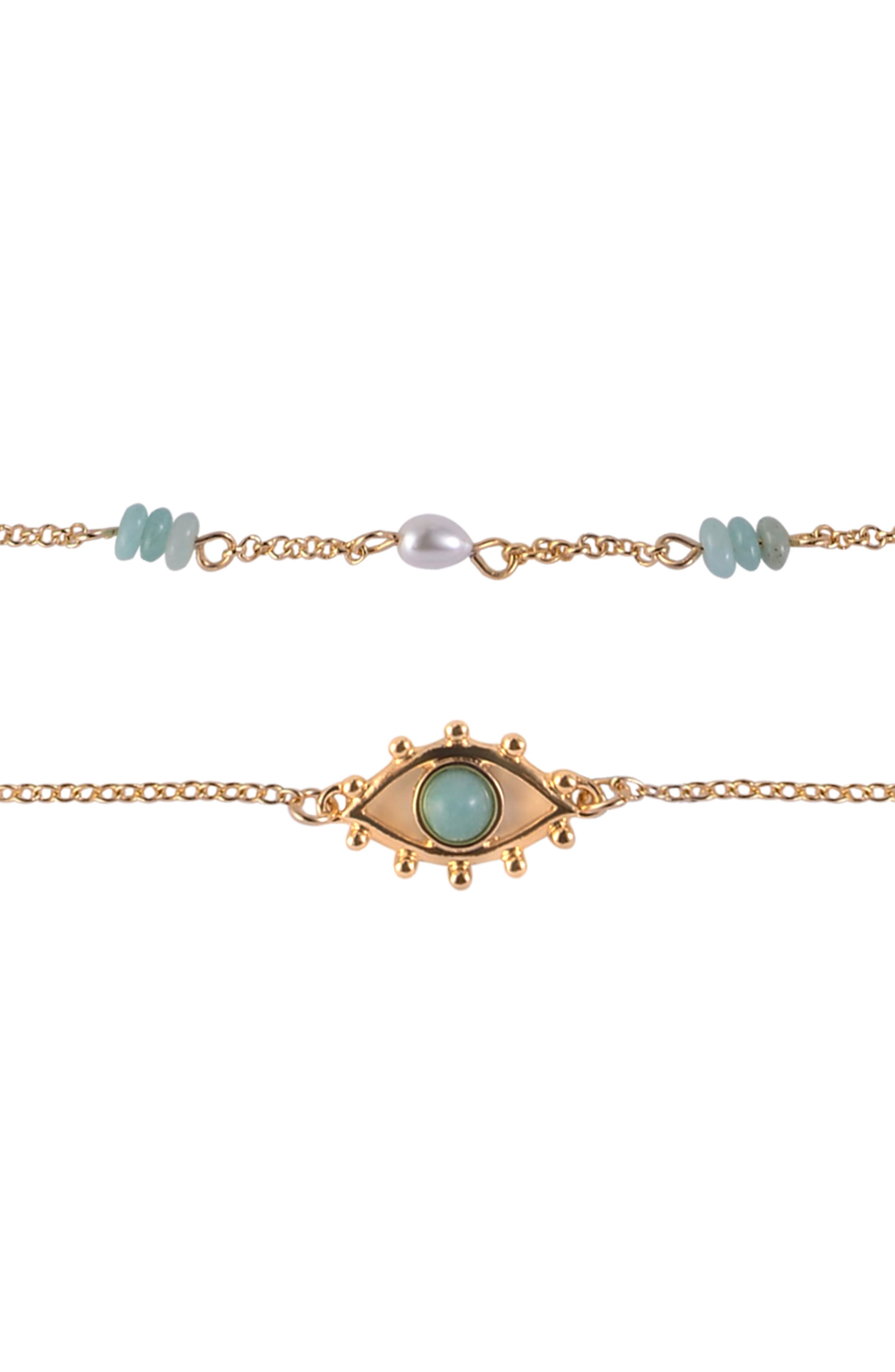 RACHEL Rachel Roy Faux Pearl & Stone Evil Eye Pendant Layered Necklace ...