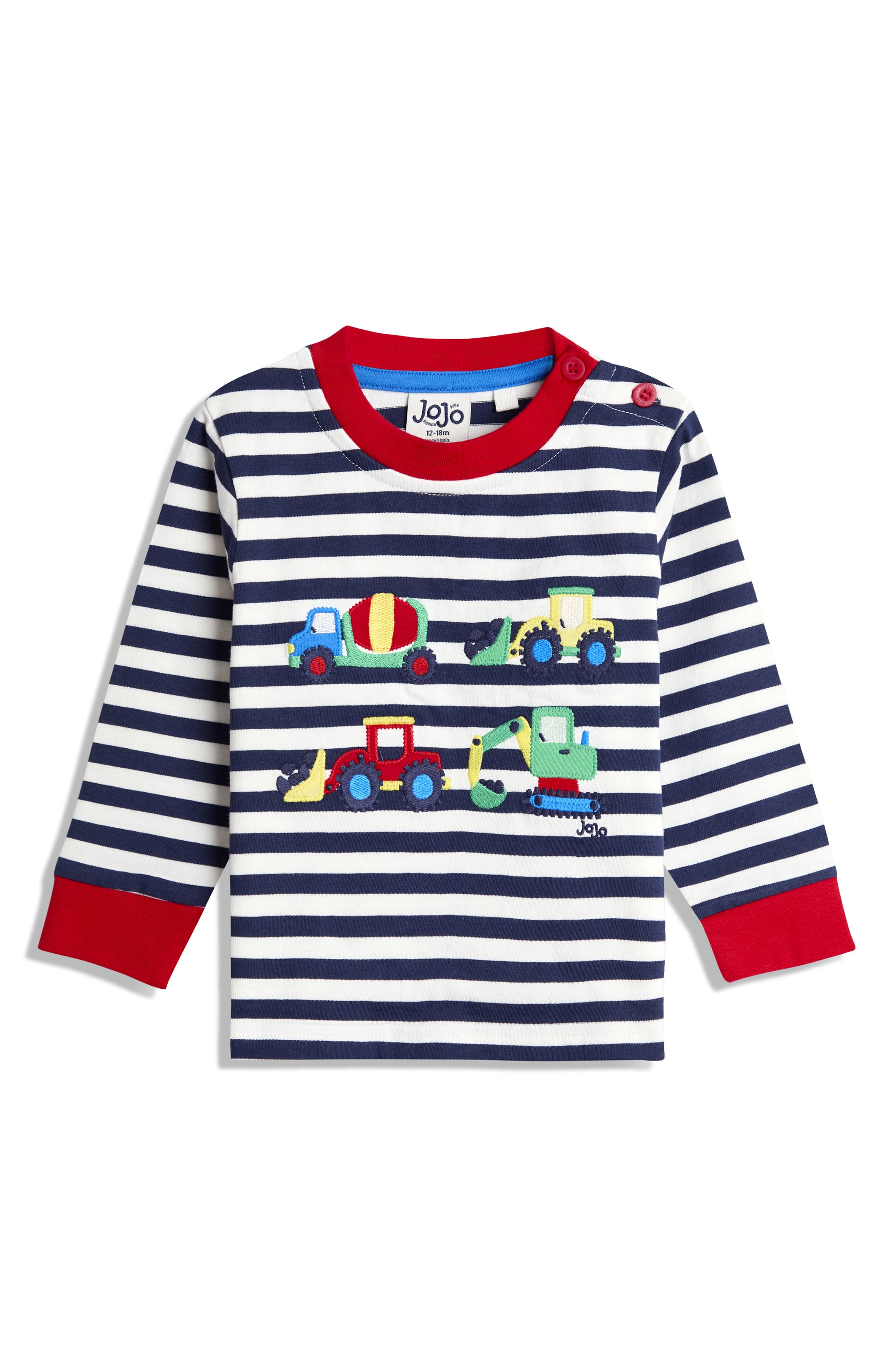 JOJO MAMAN BEBE Construction Vehicle Embroidered Long Sleeve Shirt ...