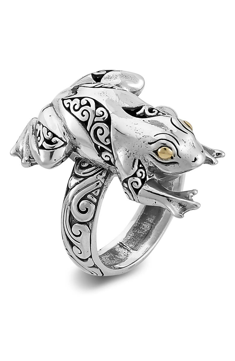 SAMUEL B. Bali Filigree 18K Gold & Sterling Silver Frog Ring ...