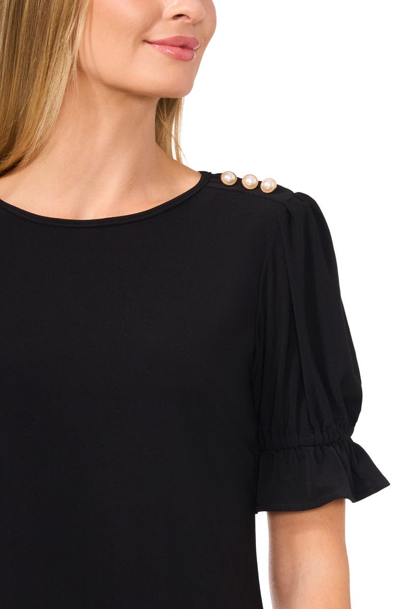 CeCe Button Shoulder Crepe Knit Top | Nordstromrack