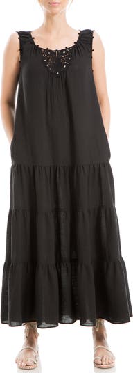 MAX STUDIO LONDON Lace Inset Tiered Maxi Dress | Nordstromrack