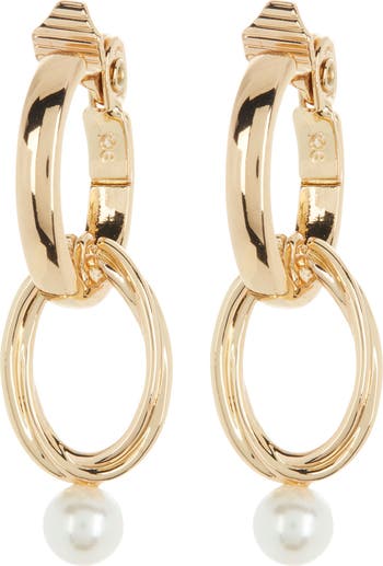 Anne Klein Imitation Pearl Double Link Clip Earrings | Nordstromrack