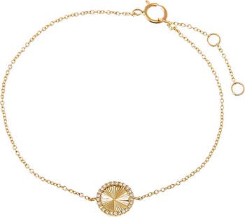 BY ADINA EDEN Diamond Pave Ridged Disc Bracelet 14K | Nordstrom
