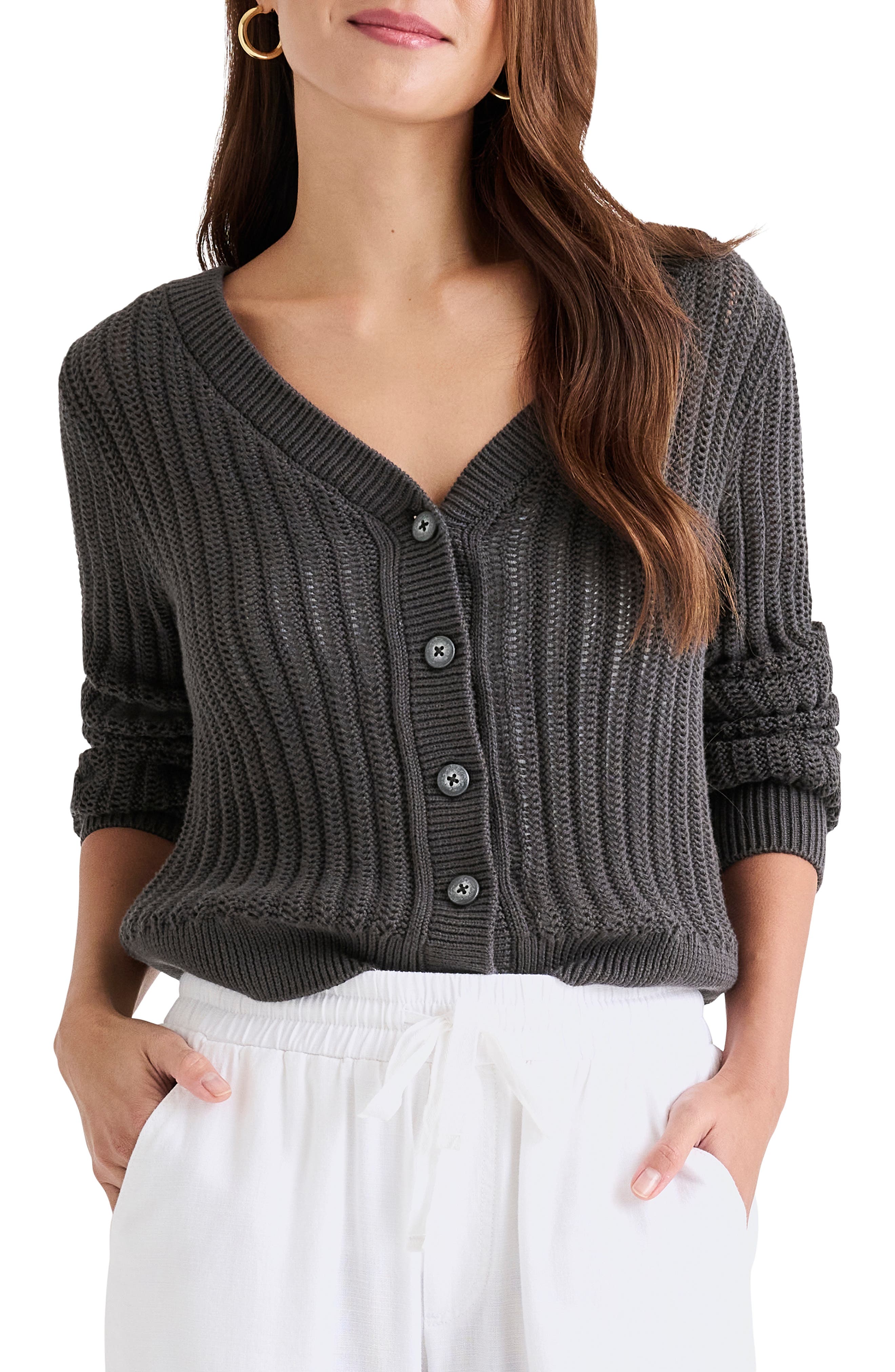 Splendid Amalfi Open Stitch Cotton Cardigan | Nordstromrack