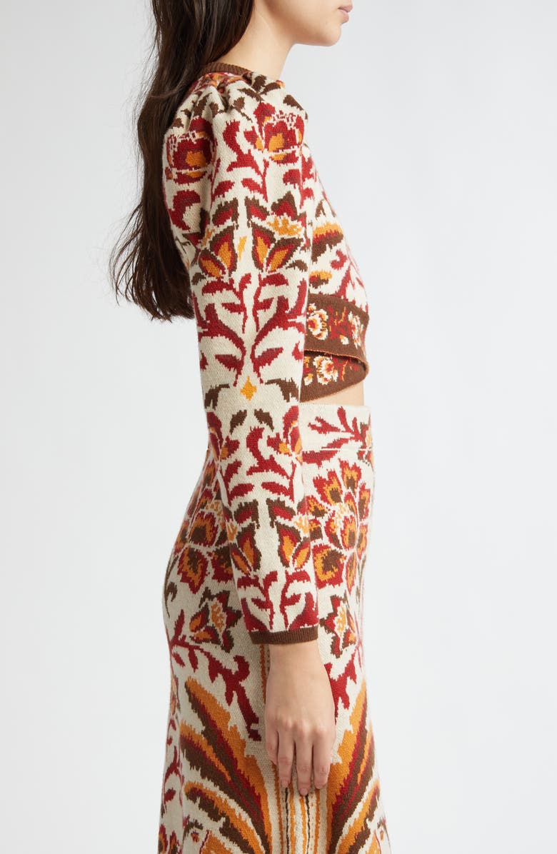 FARM Rio Toucans Puff Sleeve Crop Sweater | Nordstromrack