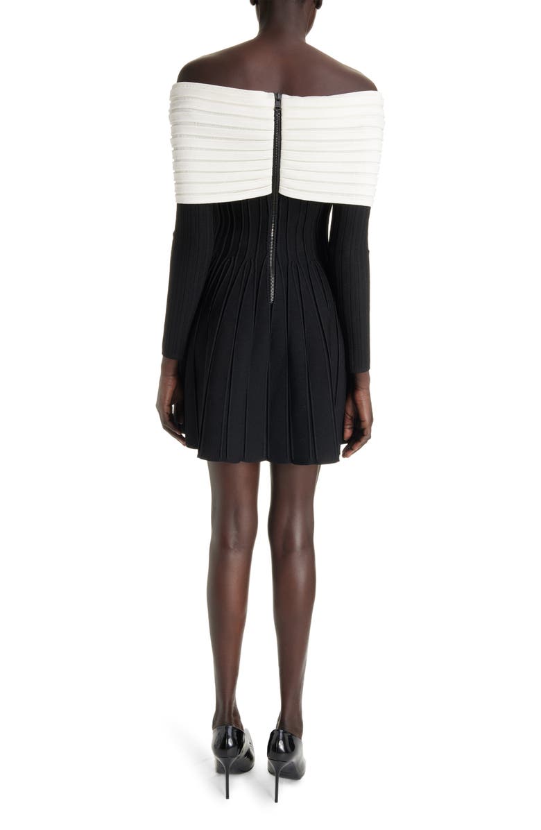 Balmain Off the Shoulder Colorblock Long Sleeve Knit Dress | Nordstromrack