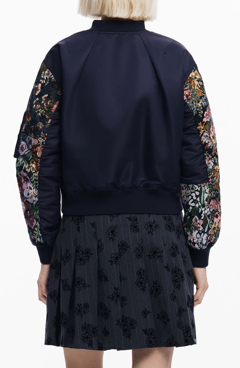 Desigual Rotterdam Jacquard Mixed Media Bomber Jacket | Nordstrom