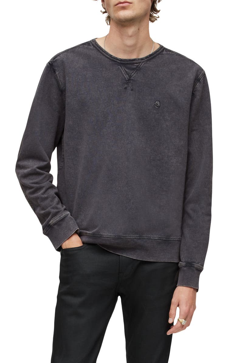 John Varvatos Darien Long Sleeve Garment Dye Terry Sweatshirt ...