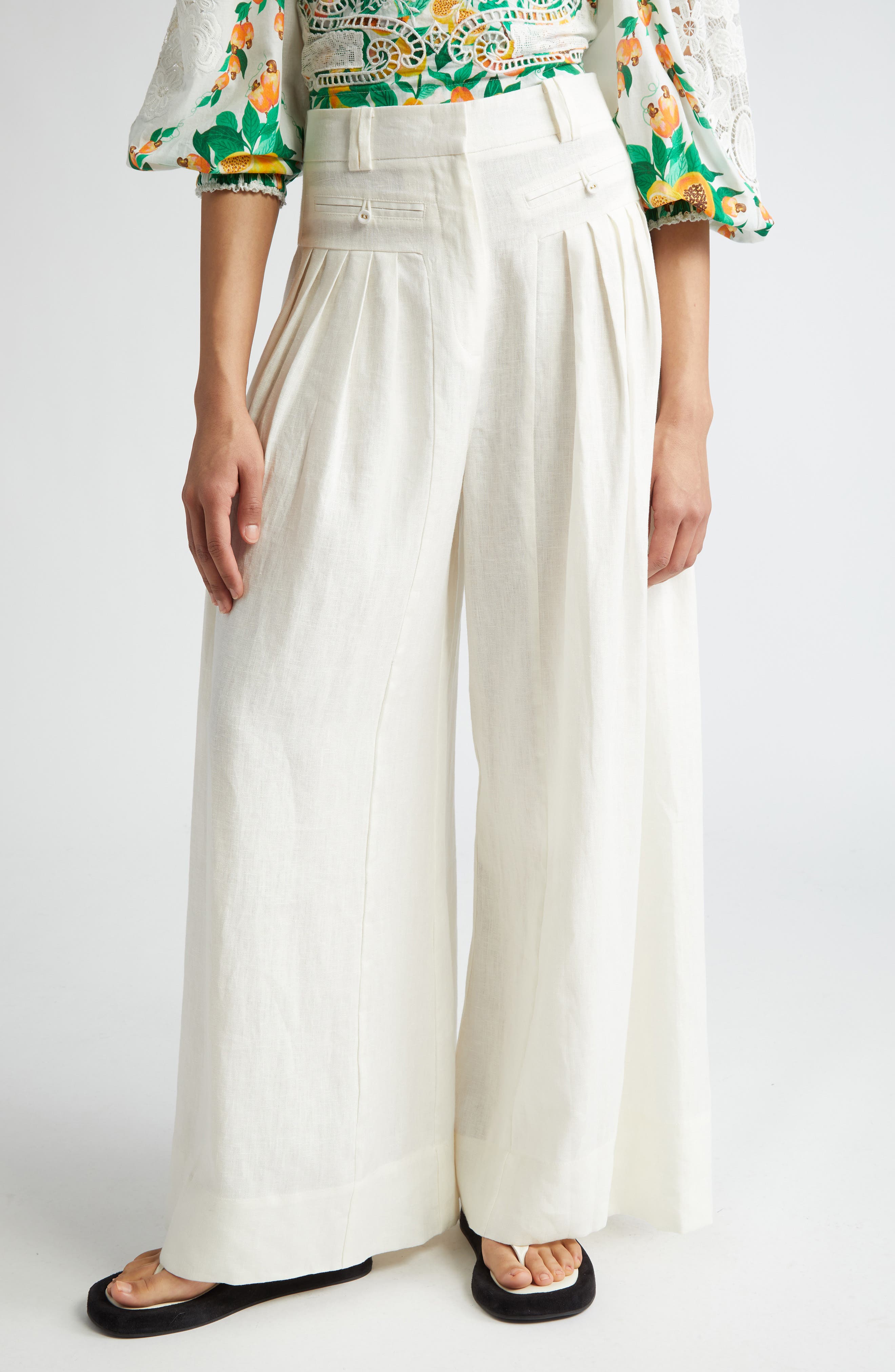 Pleated Linen Wide Leg Pants (Women) | Nordstromrack