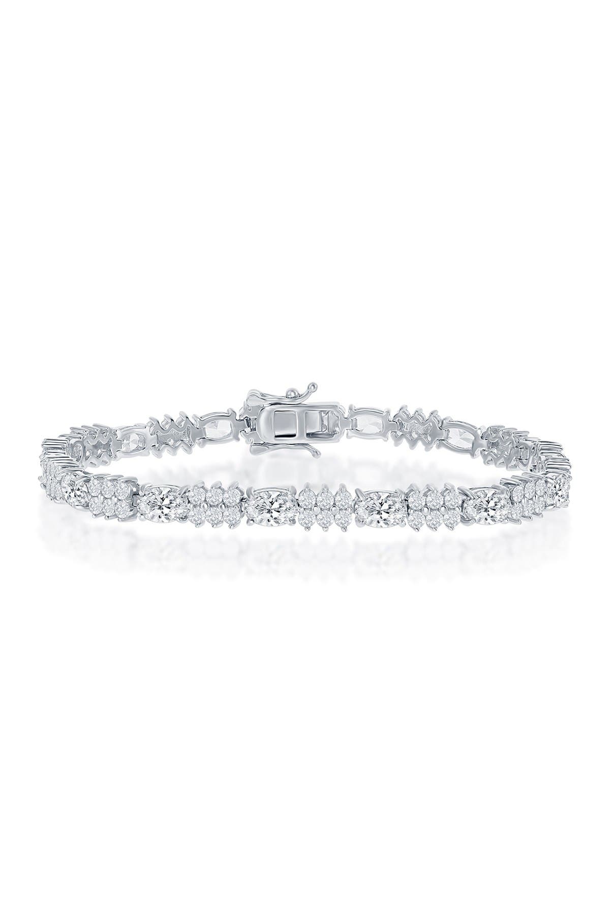 SIMONA Sterling Silver Oval & Round Cut Stone Tennis Bracelet ...