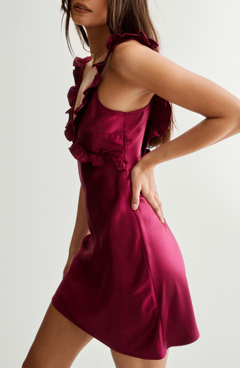 NASTY GAL Apex Ruffle Detail Satin Minidress | Nordstromrack
