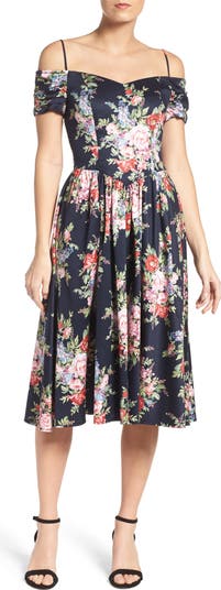 Chetta B Off the Shoulder Midi Dress | Nordstrom