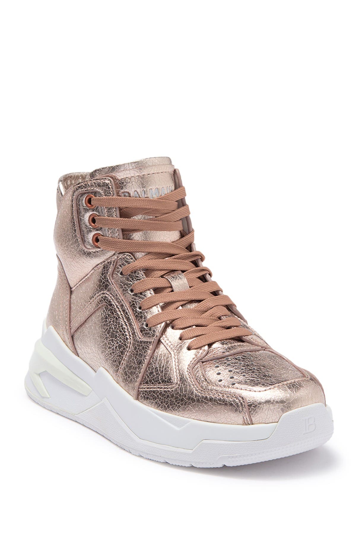 Balmain B-Ball High Top Metallic Leather Sneaker | Nordstromrack