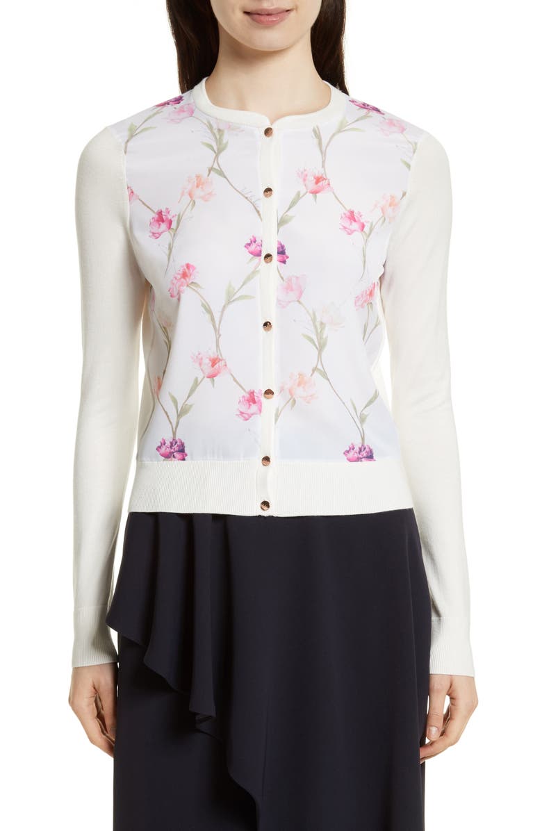 Ted Baker London Kellia Sketchbook Woven Front Cardigan | Nordstrom