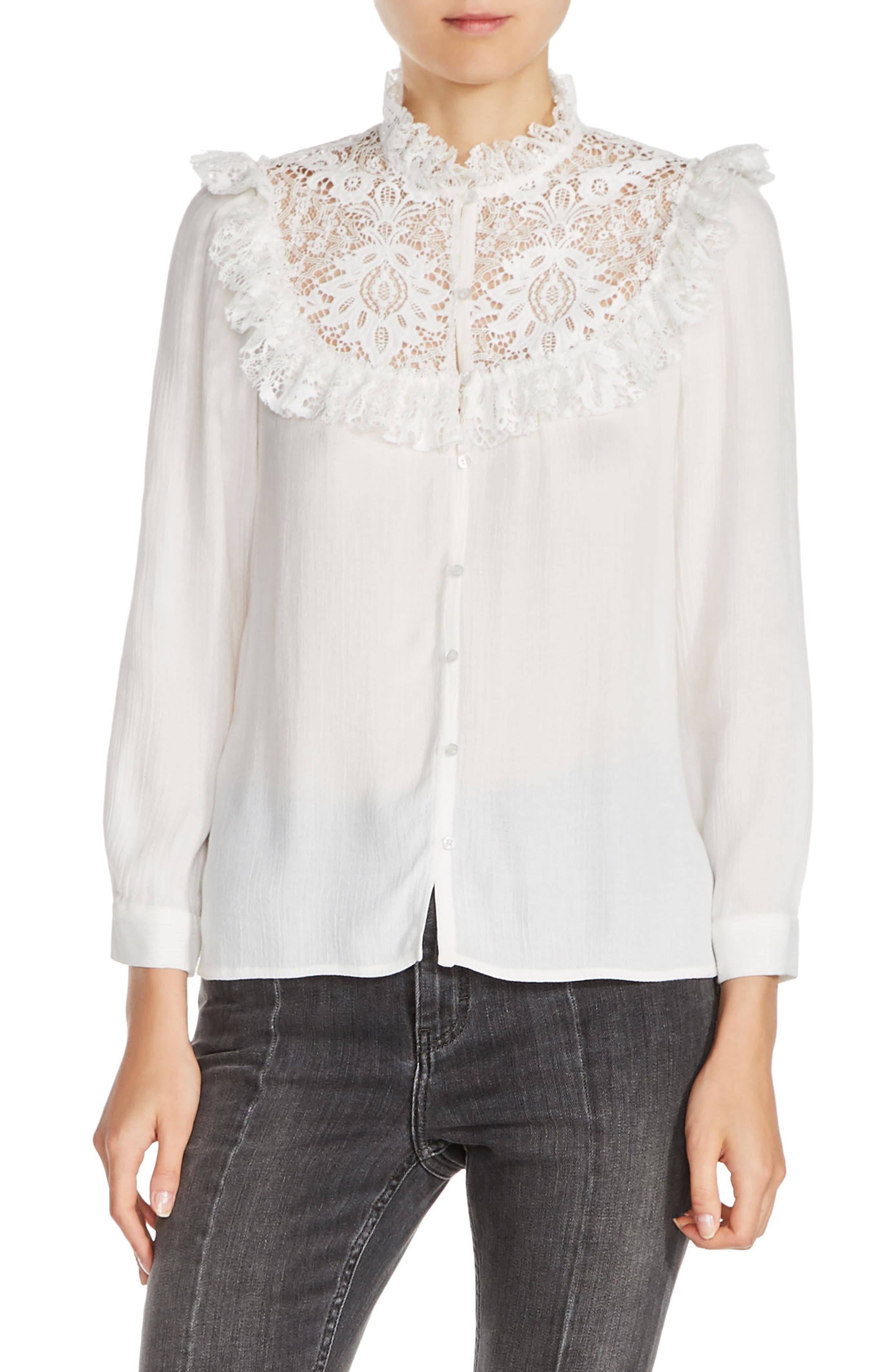 maje Lace Yoke Blouse | Nordstrom