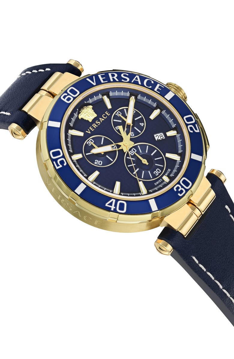 Versace Greca Chronograph Leather Strap Watch, 45mm | Nordstromrack