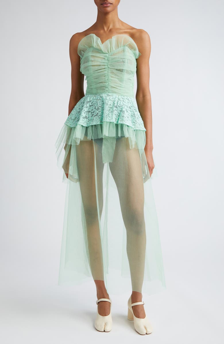 Maison Margiela Décortiqué Tulle & Lace Strapless Dress | Nordstromrack