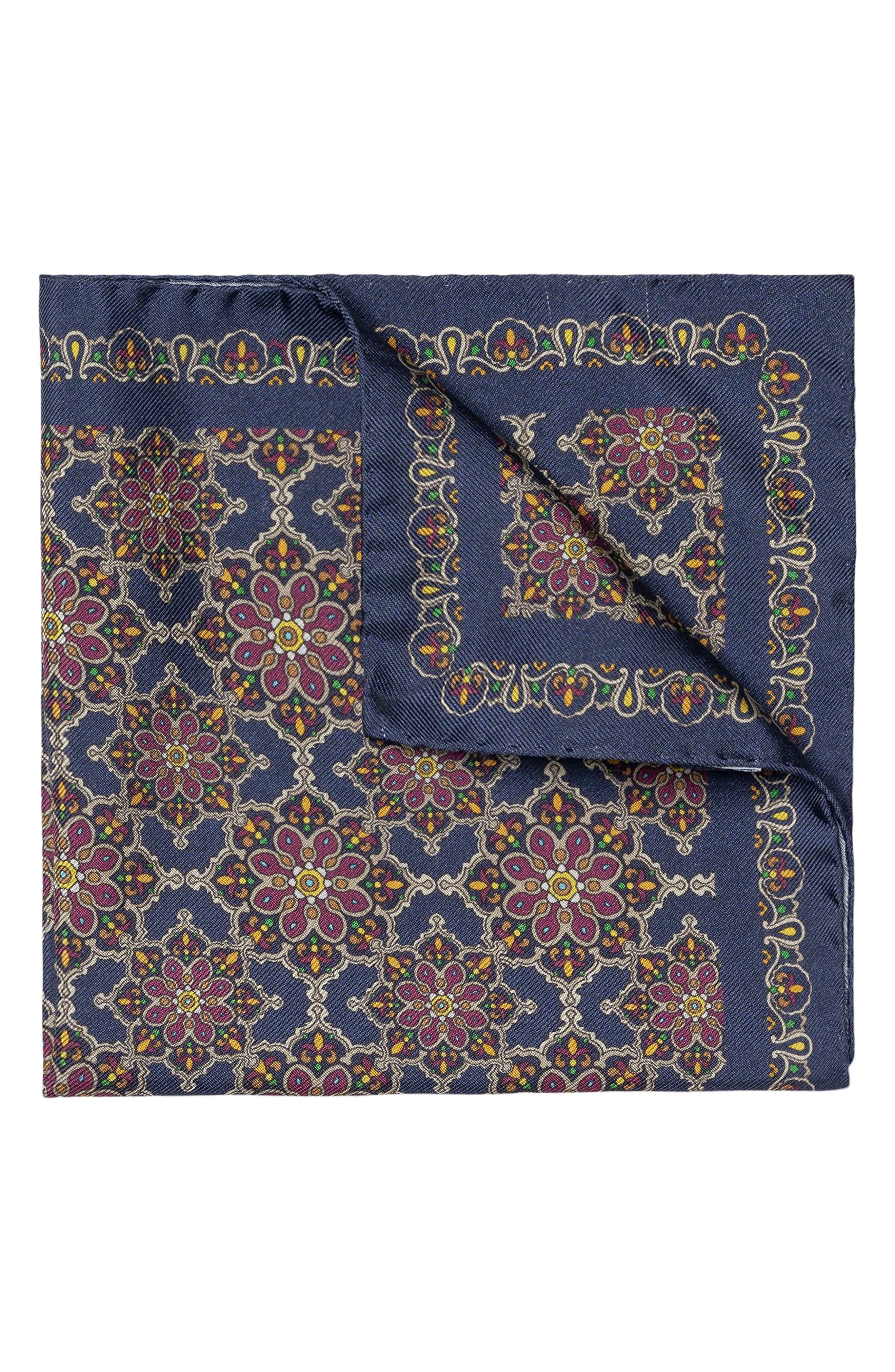 Eton Medallion Print Silk Pocket Square | Nordstromrack
