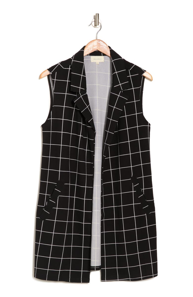 MELLODAY Windowpane Notch Collar Longline Vest | Nordstromrack