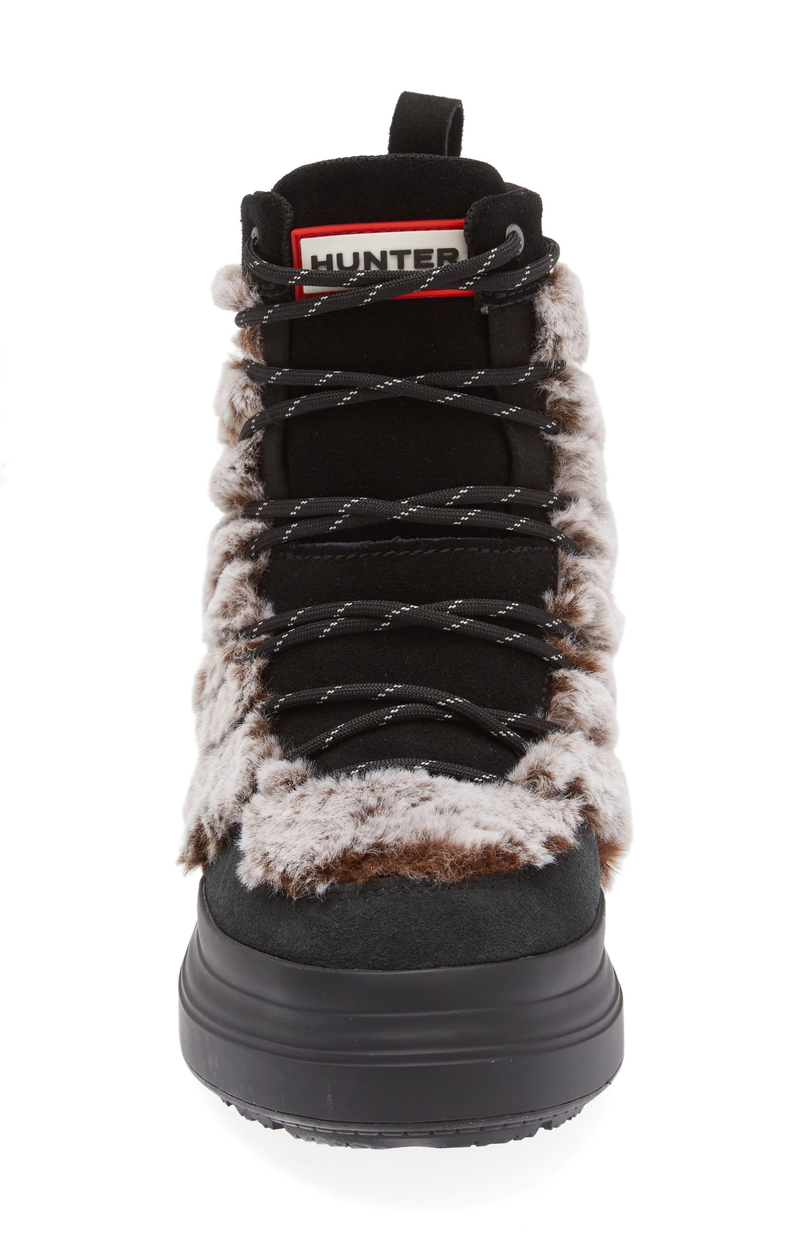 Hunter Explorer Faux Fur Trimmed Lace-Up Bootie (Women) | Nordstromrack