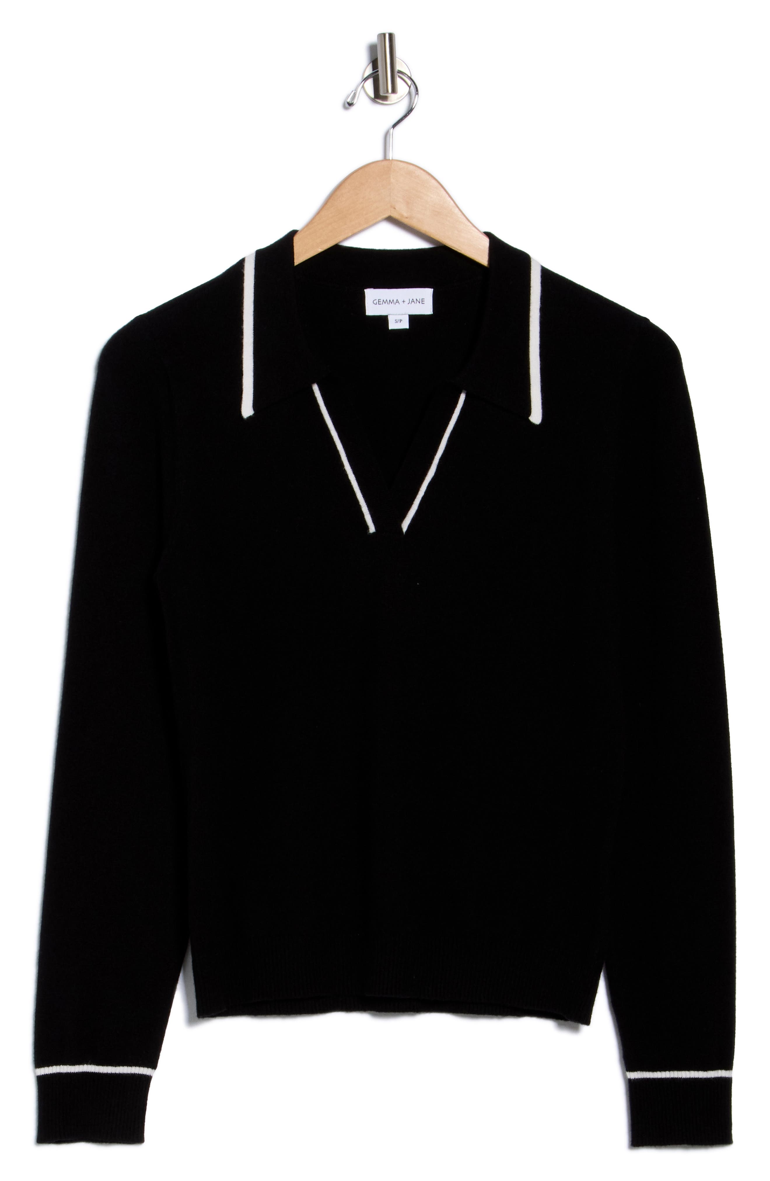 Gemma + Jane Tipped Johnny Collar Polo Sweater | Nordstromrack