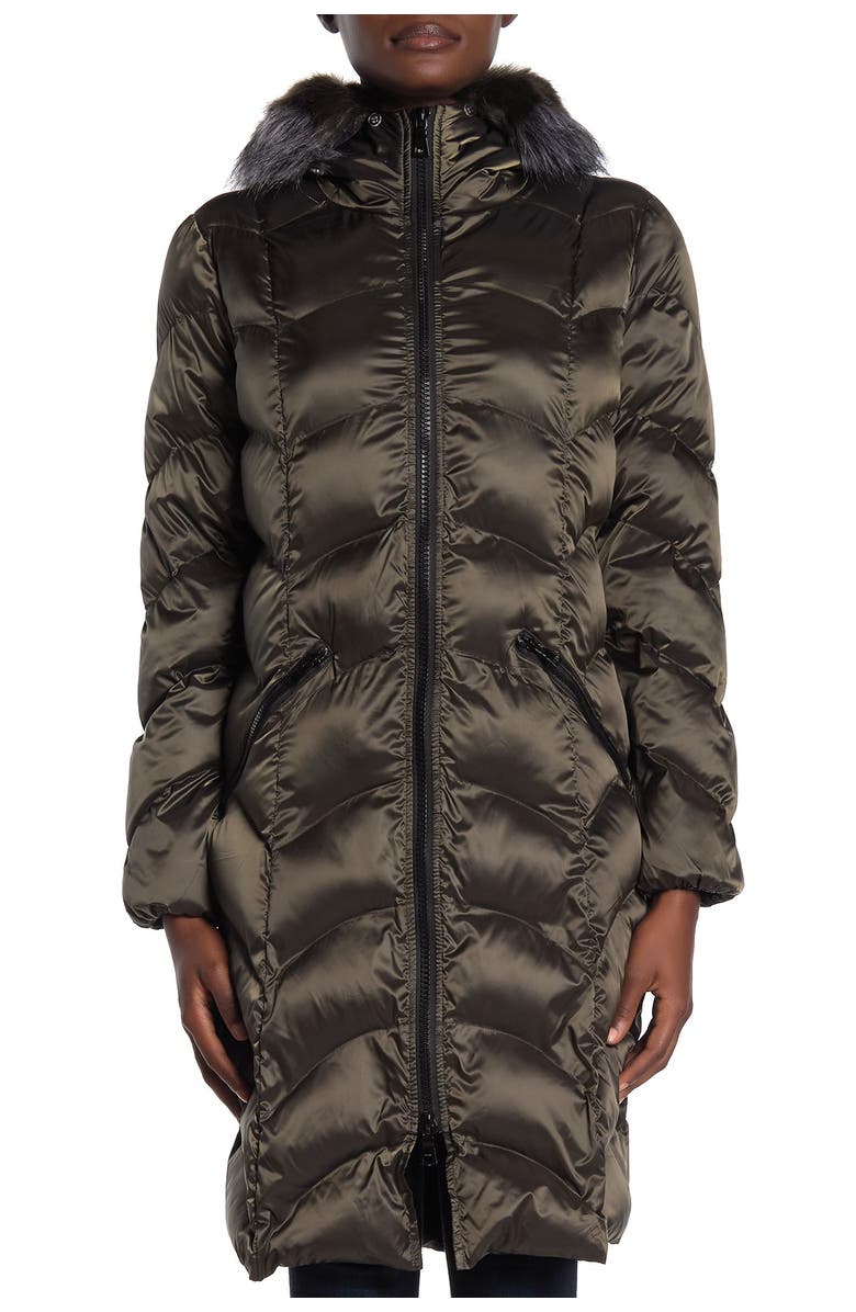 Kensie Faux Fur Lined Hoodie Quilted Coat | Nordstromrack